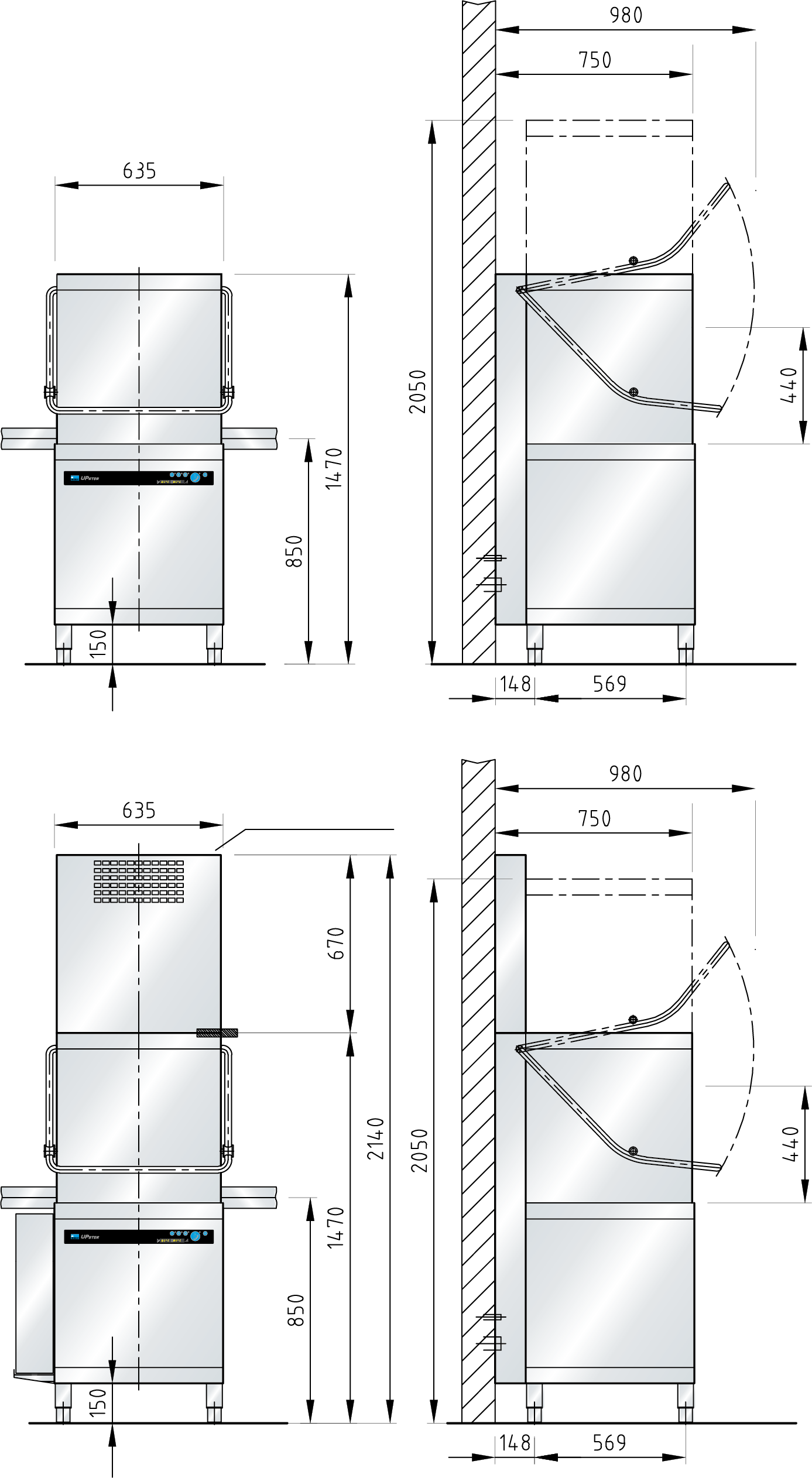 Industrial dish washing machine - technical data - MEIKO